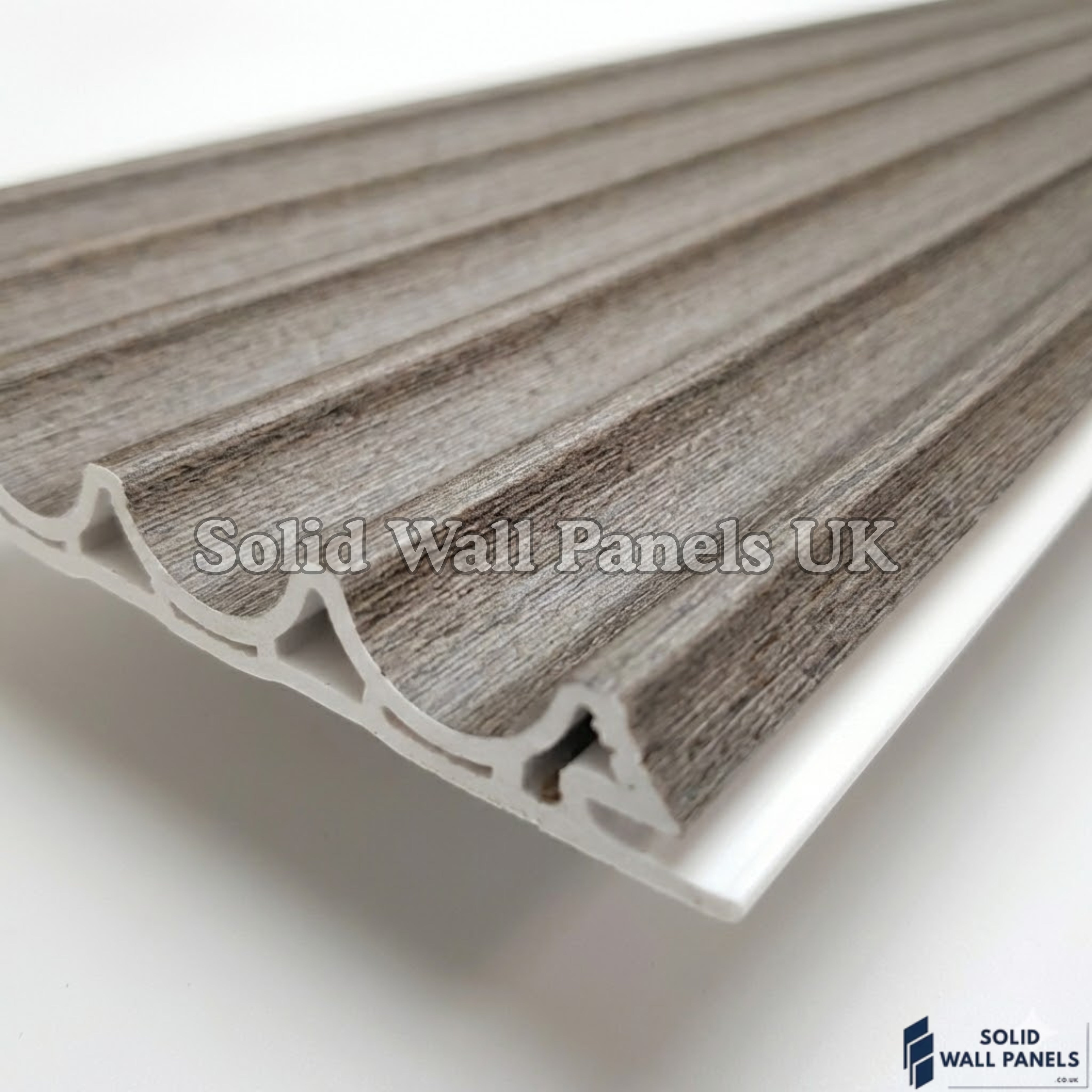 Ash Grey Wave Style Wood Effect WPC Wall Panels | Solid Wall Panels UK