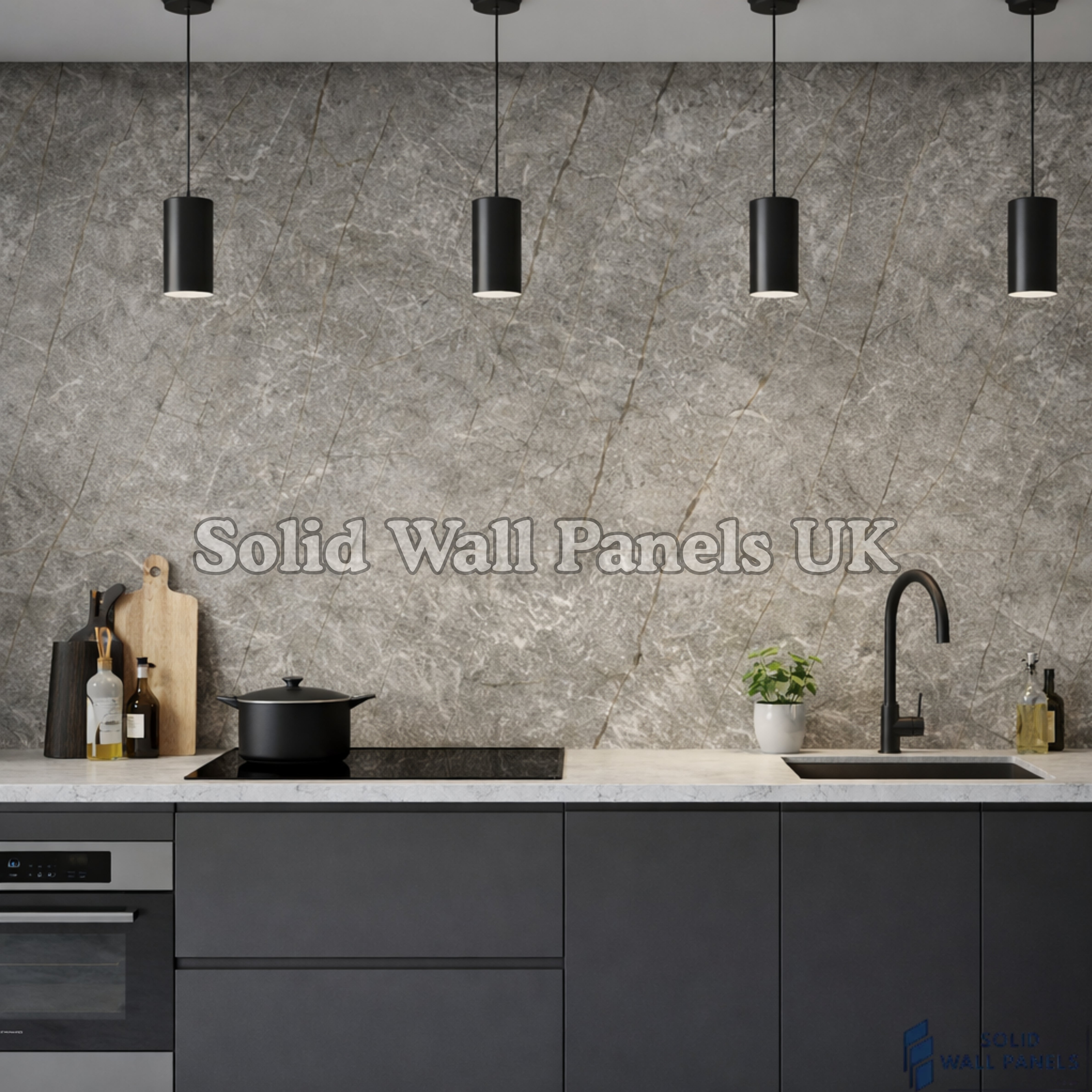 Kitchen & Bathroom PVC Wall Panels – Grey Marble Effect 60x240cm ...