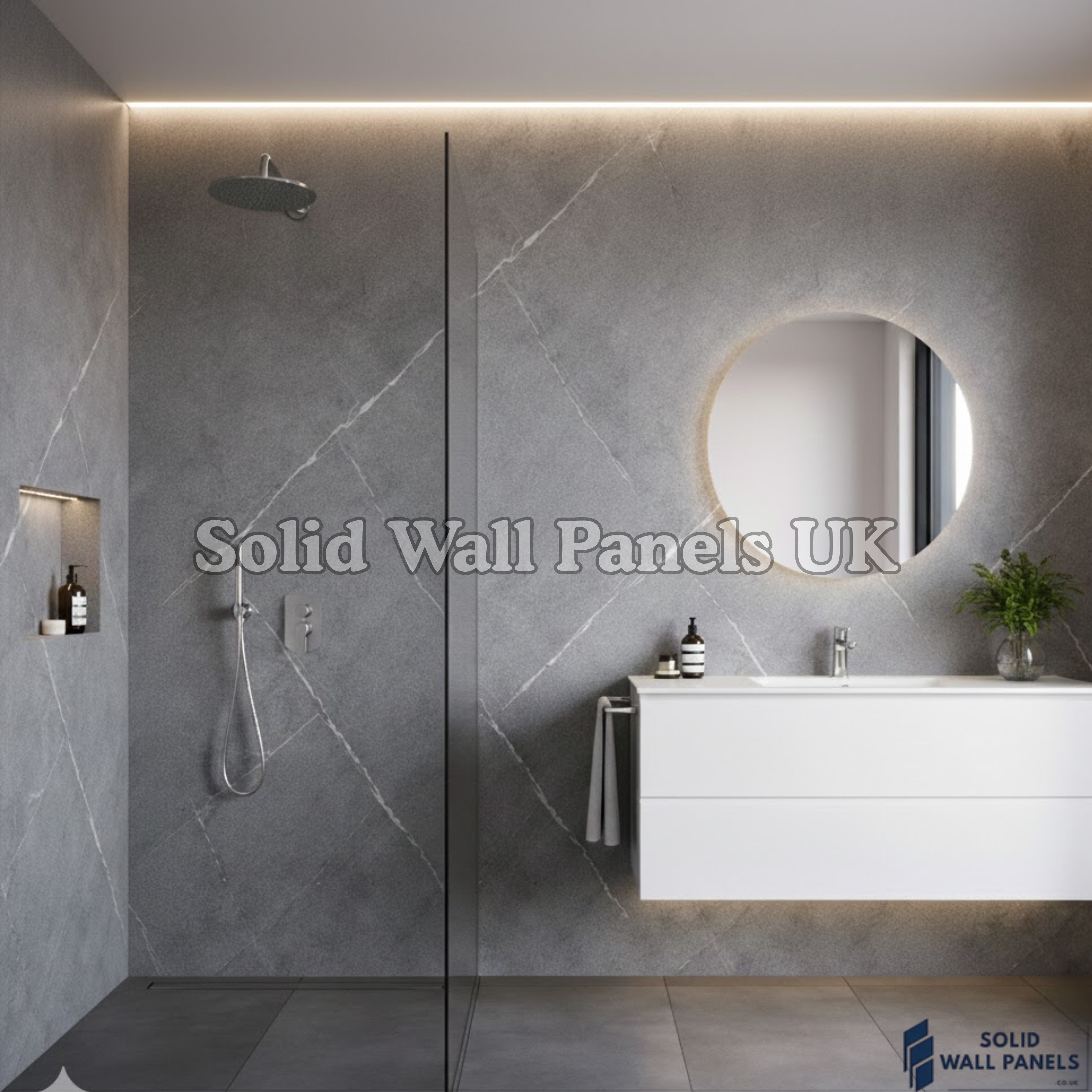Kitchen & Bathroom PVC Wall Panels – Light Grey Marble Effect 60x240cm ...