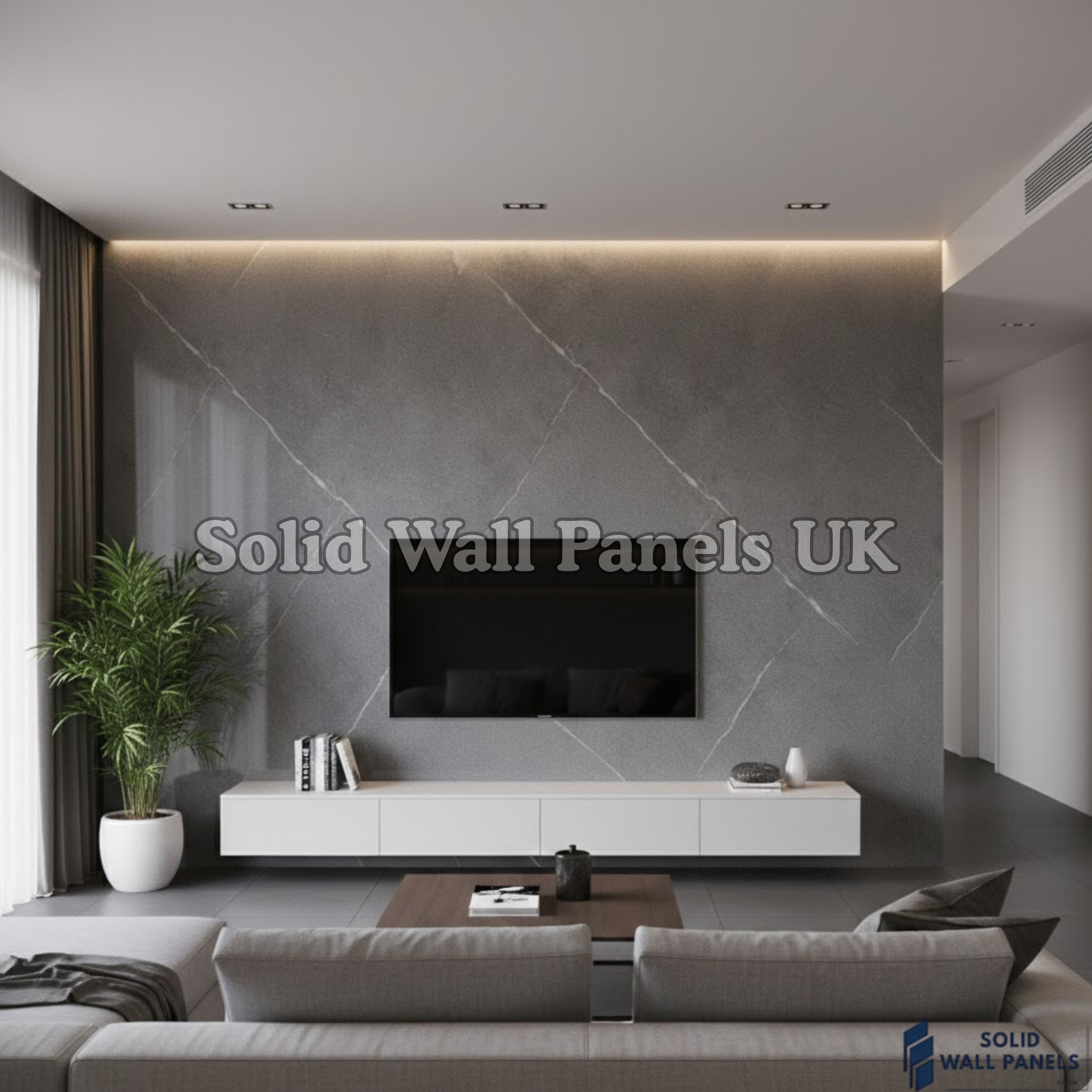 Kitchen & Bathroom PVC Wall Panels – Light Grey Marble Effect 60x240cm ...