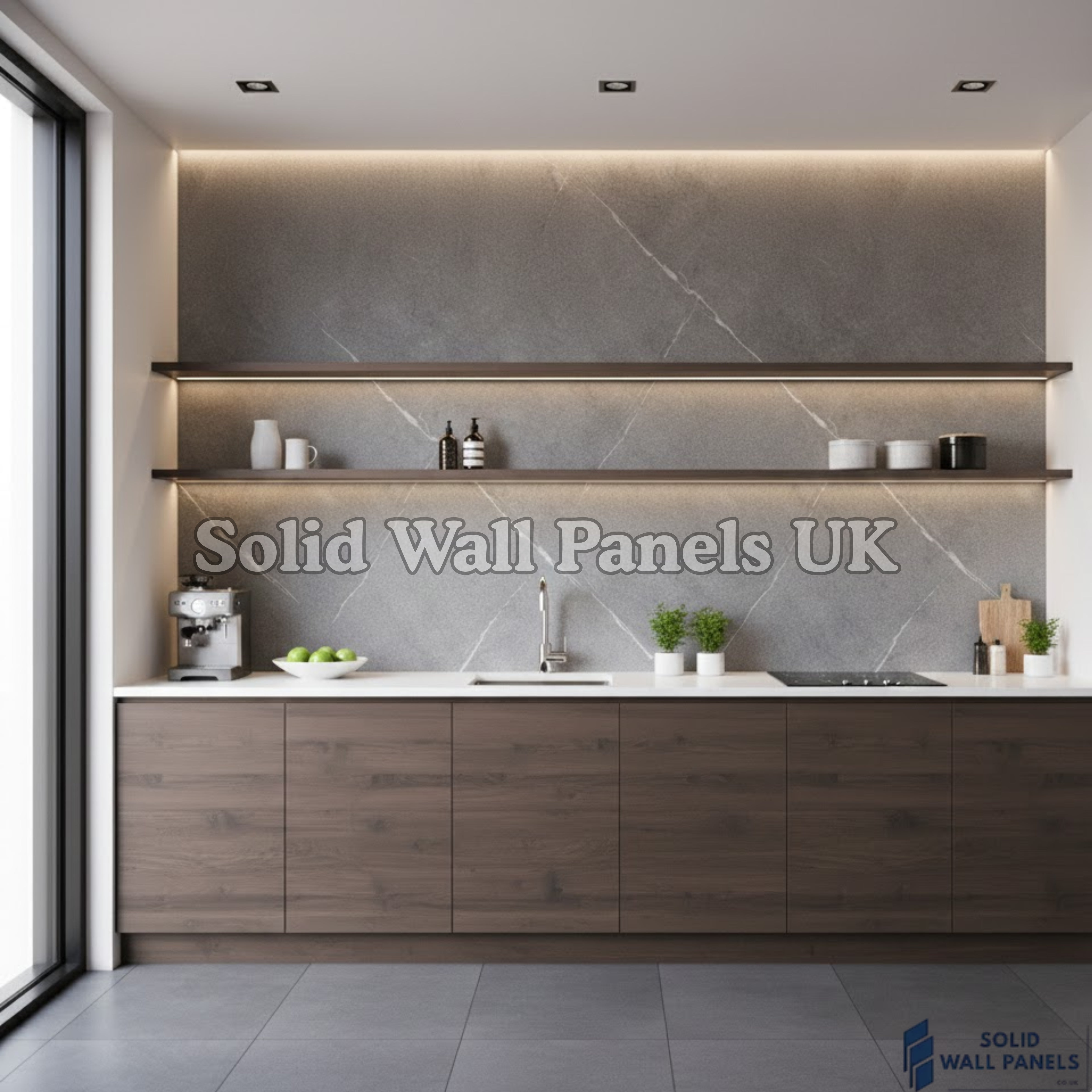 Kitchen & Bathroom PVC Wall Panels – Light Grey Marble Effect 60x240cm ...