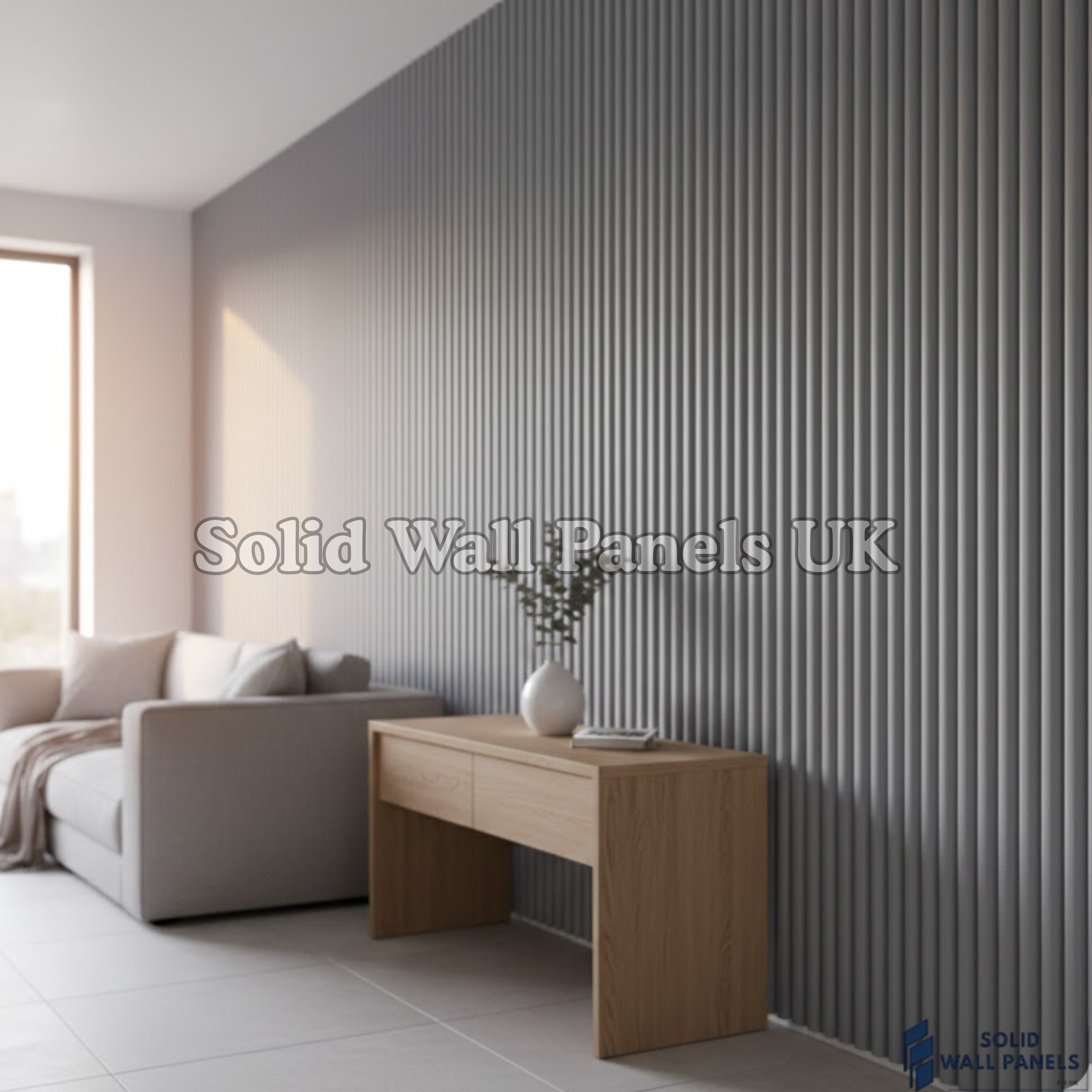 WPC 3D FLUTED Wall Panels – Matte Grey | Solid Wall Panels UK